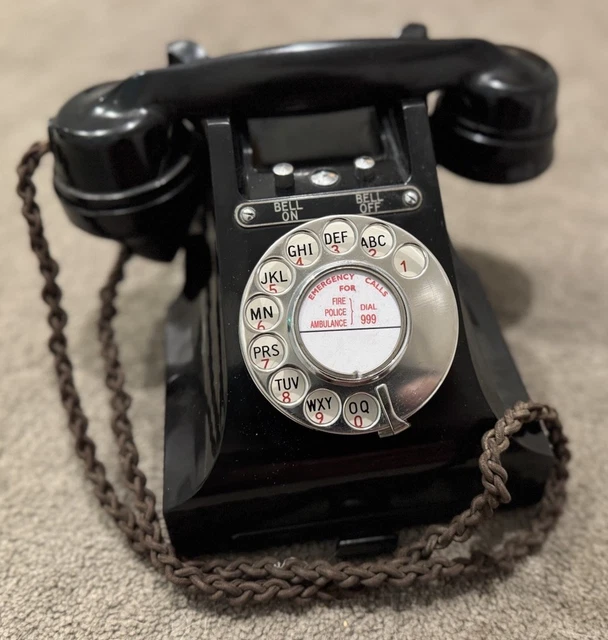 VINTAGE GPO 328L Bakelite Rotary Dial Telephone - Black - Classic ...