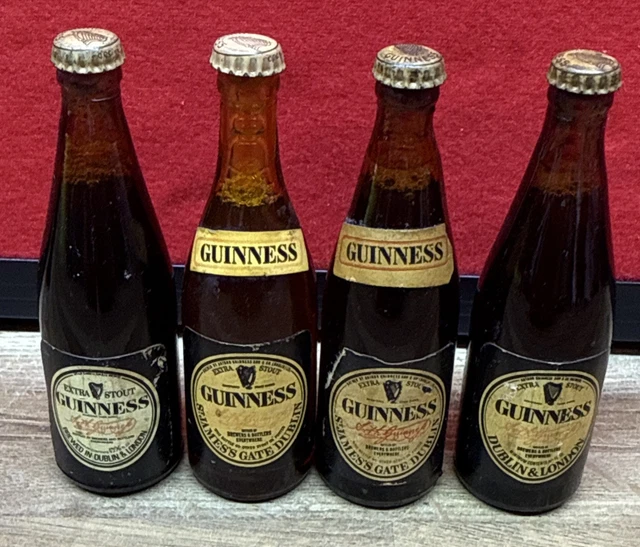 VINTAGE MINIATURE GUINNESS Bottles x4 Collectables Pub Bar Display £29. ...