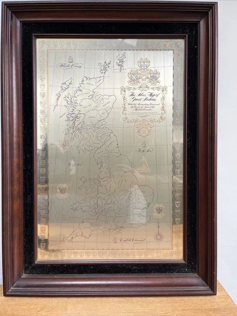 A HISTORIC COLLECTORS Map Of Great Britain Etched On Solid Silver £200. ...