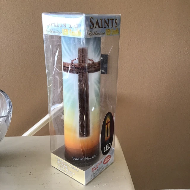 NEW OUR FATHER Lord’s Prayer Cross Christian Religious LED Candle £20. ...