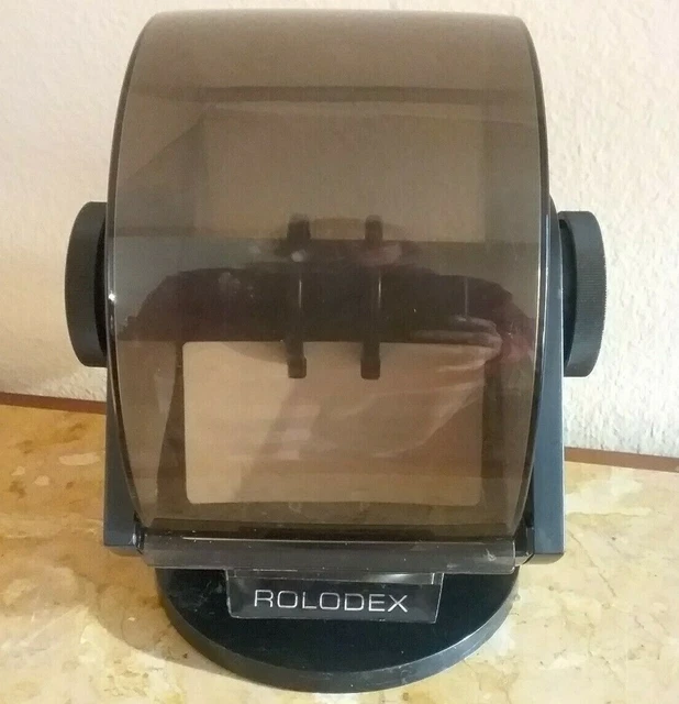 VINTAGE ROLODEX SPACE Age Swivel Base Smoke Dome w Cards Organizer Wood ...