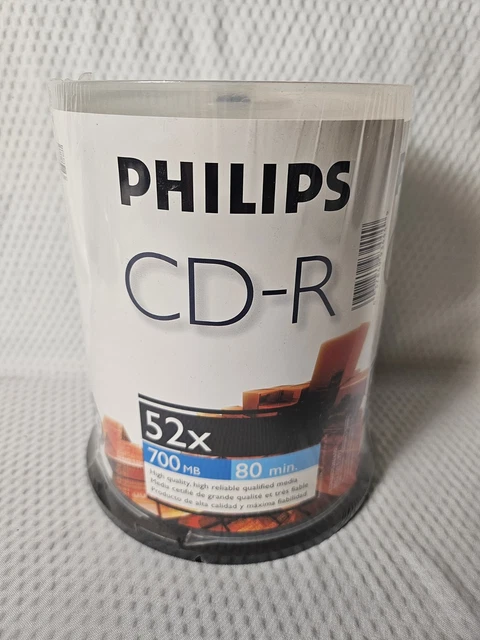 PHILIPS CD-R 100 Pack Recordable Blank Discs 700 MB 80 Min 52x NEW ...