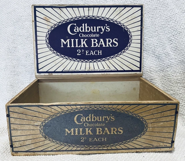 VERY EARLY 1900’S Cadbury’s Chocolate Milk Bars 2D Each Advertising Box ...