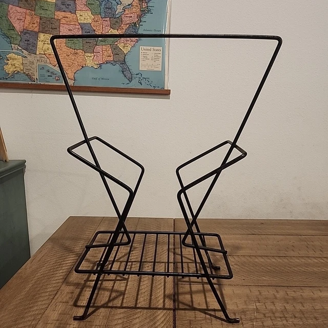 VINTAGE 1950S 60S Black Wire Metal Magazine Stand Atomic Era Mid Century Modern £39.80 - PicClick UK