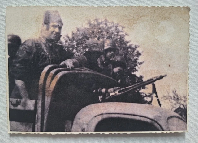 WW2 WAFFEN-SS HANDSCHAR (13th) Division w/ MG-34/42 on Truck, ca. 1943/ ...