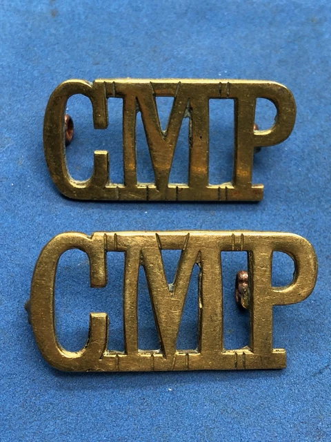 ORIGINAL PAIR WW2 British Army Corps Military Police CMP Brass Shoulder ...