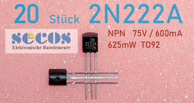 20 STÜCK 2N2222A NPN Standard - Transistor 75V 600mA TO-92 DE-Versand £ ...