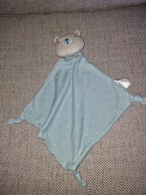 GEORGE ASDA BABY Blue Star Print Teddy Bear Comforter Blanket Plush Toy ...
