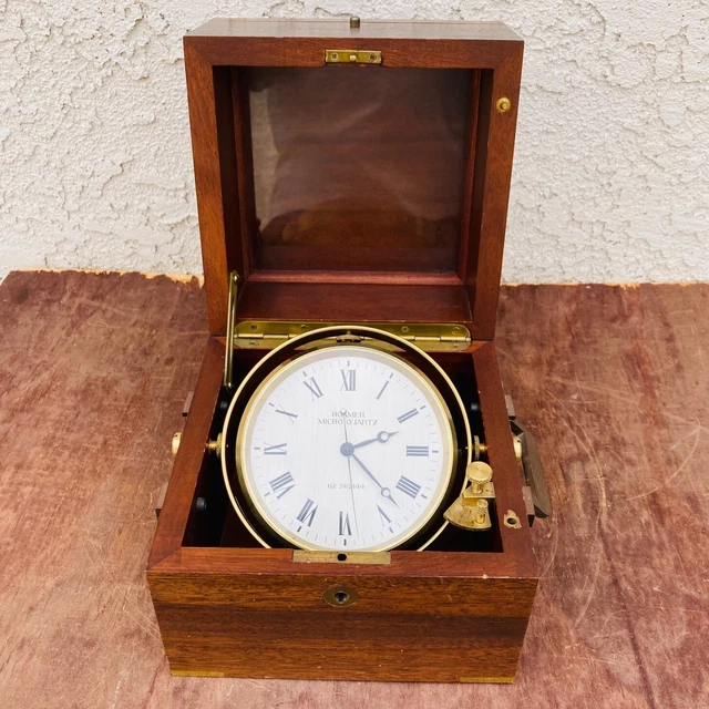 VINTAGE ROAMER MICRO Quartz Chronometer Marine Timer Clock in Mahogany ...