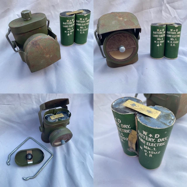 WW2 BRITISH ARMY LAMP ELECTRIC No1 & EVER READY WD /|\ BATTERY FIELD ...