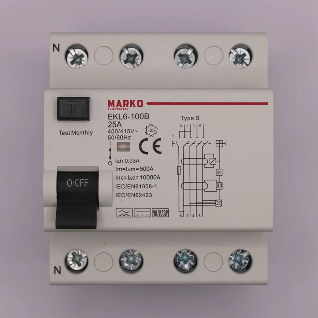 FI TYP B RCD Fehlerstromschutzschalter Wallbox E-Auto Allstromsensitiv ...