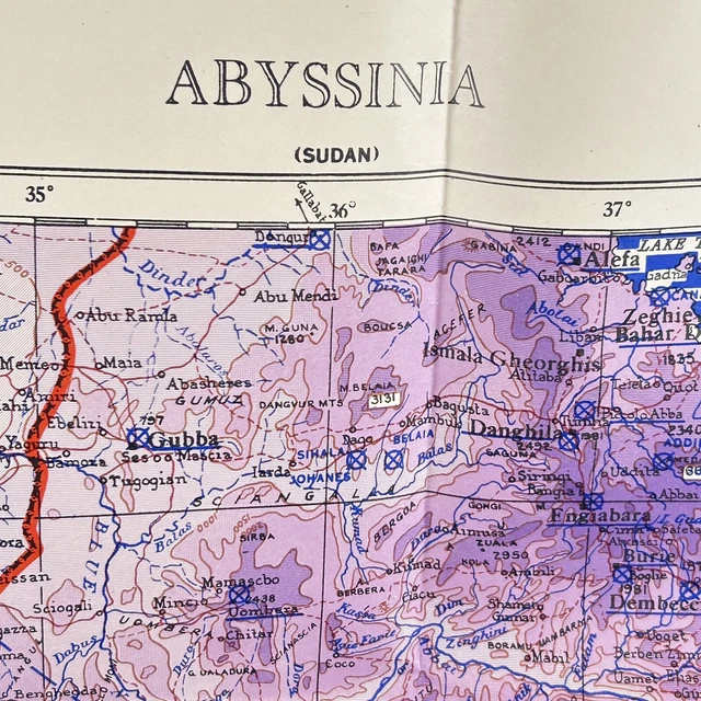WW2 MAP ABYSSINIA Ethiopia North Africa 1948 Army / Air RAF War Office ...
