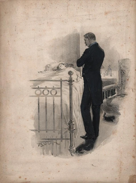 FATHER WITH SLEEPING GIRL Painting F S WILSON c1905 RIDER HAGGARD ...