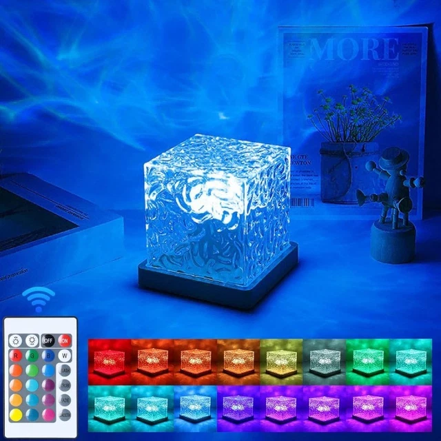 CUBE NORTHERN LIGHTS Water Wave Night Light w/Remote LED Atmosphere Lamp £13.99 - PicClick UK