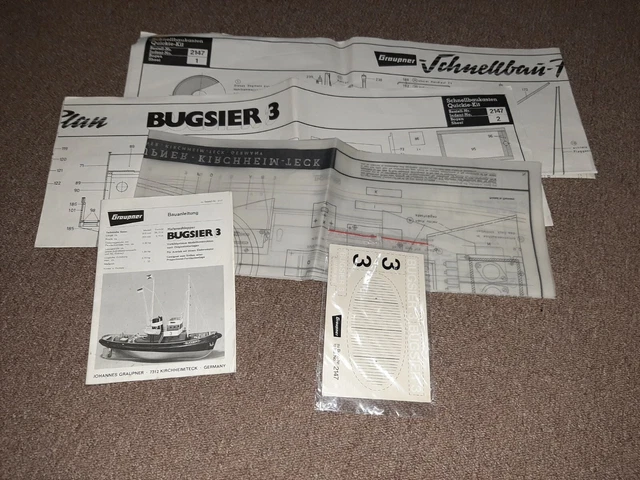 GRAUPNER BUGSIER 3 Bauanleitung Baupläne und Sticker Original guter Zustand EUR 29,90 - PicClick DE