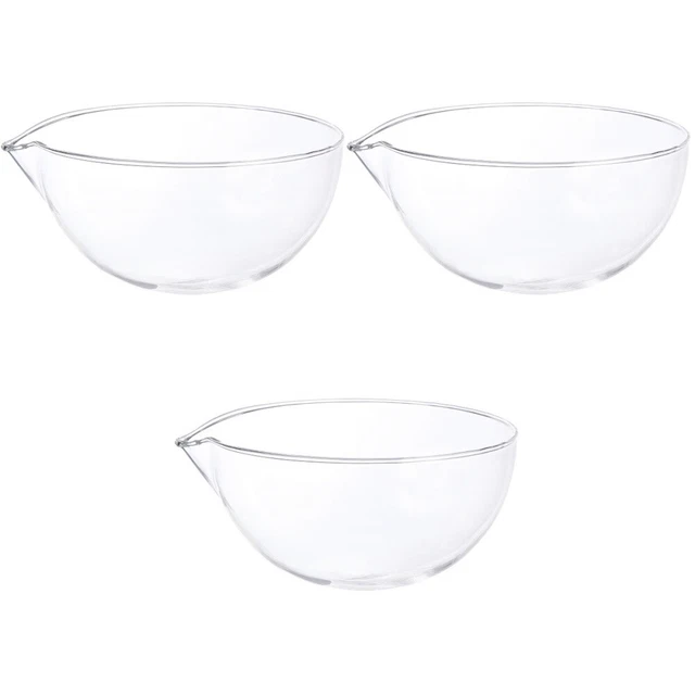 3 PC EVAPORATING Dish Glass Crystallizing Mixing Bowls Clear Plates £20 ...