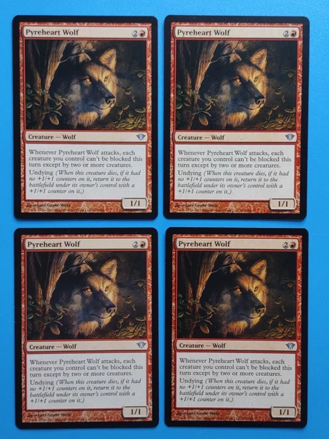 ENSEMBLE DE JEU MTG 4x Pyreheart Wolf x4 comme neuf dans sa boîte Dark ...