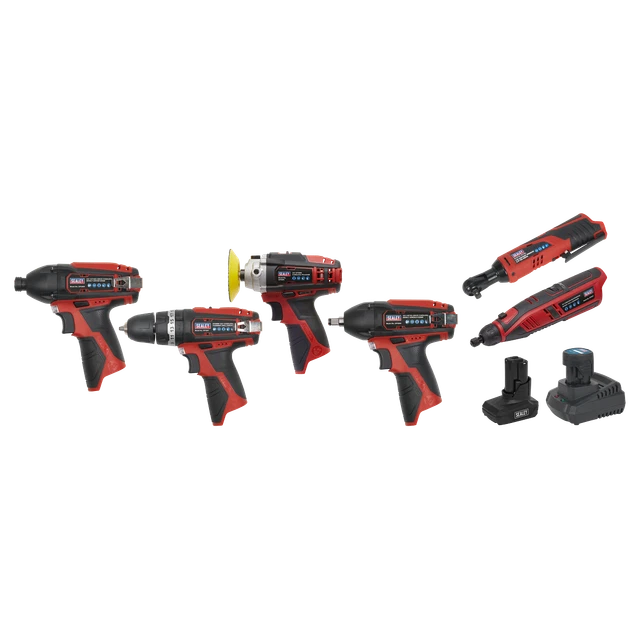 SV12 SERIES 6 x 12V Cordless Power Tool Combo Kit CP1200COMBO2 Sealey ...