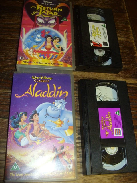 VHS PAL TAPES x 2 - Walt Disney Classics - Aladdin + The return of ...