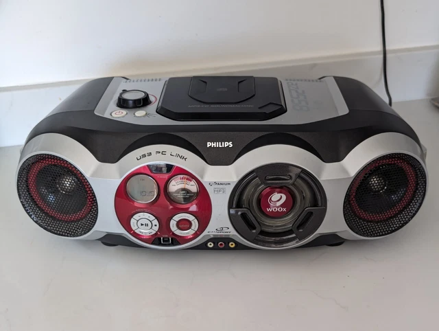 PHILIPS AZ2558 PORTABLE Boombox CD Player - With Sub Woofer ! - Silver ...