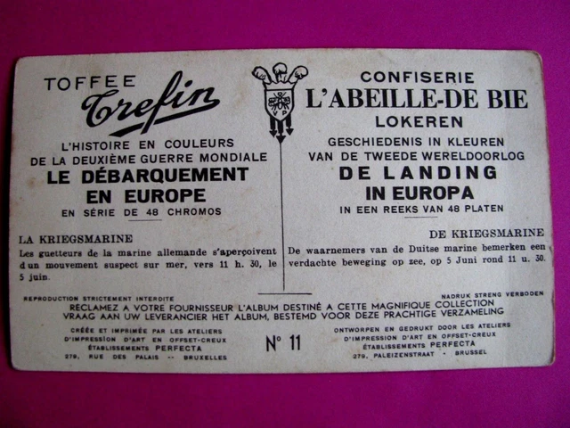 CHROMO TOFFÉE TREFIN N°11 Histoire en couleurs Débarquement en Europe ...