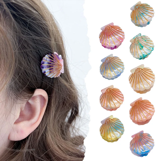 SHELL SHAPE MINI Bangs Side Hairpins Acetic Acid Ponytail Barrettes ...