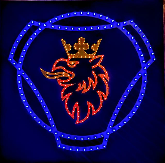 SCANIA TRUCK / LORRY LED LOGO LIGHT BOARD CABIN LED SIGN 50x50cm + FREE ...