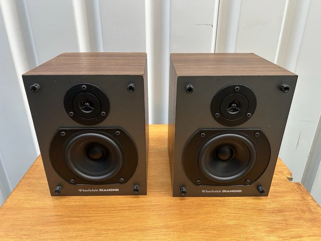 WHARFEDALE DIAMOND BOOKSHELF Speakers Pair Brown Wood Effect Wired £32. ...