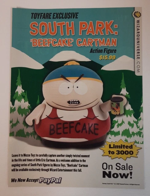 SOUTH PARK BEEFCAKE Cartman Action Figure Mezco Toyz ~ Magazine PRINT ...