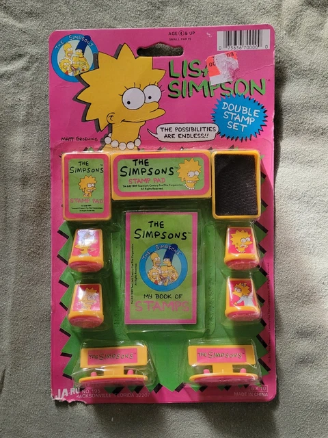 VINTAGE LISA SIMPSON Double Stamp Set The Simpsons 6 Stamps & Stamp ...