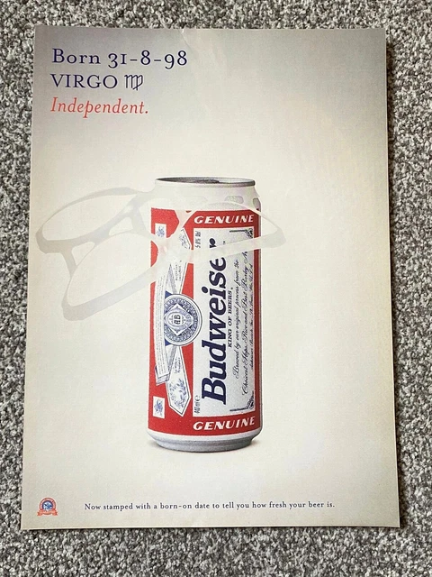 RARE VINTAGE COLLECTABLE 1998 Magazine Advert Picture Budweiser Beer ...