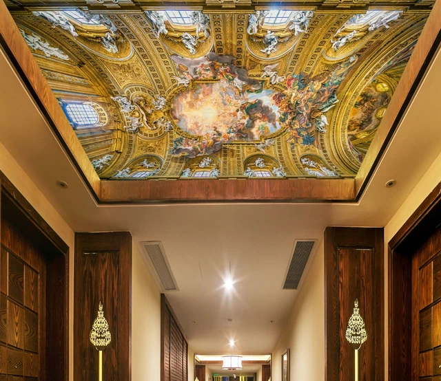 3D GOLDEN BUILDING A377 Ceiling WallPaper Murals Wall Print Decal Deco ...