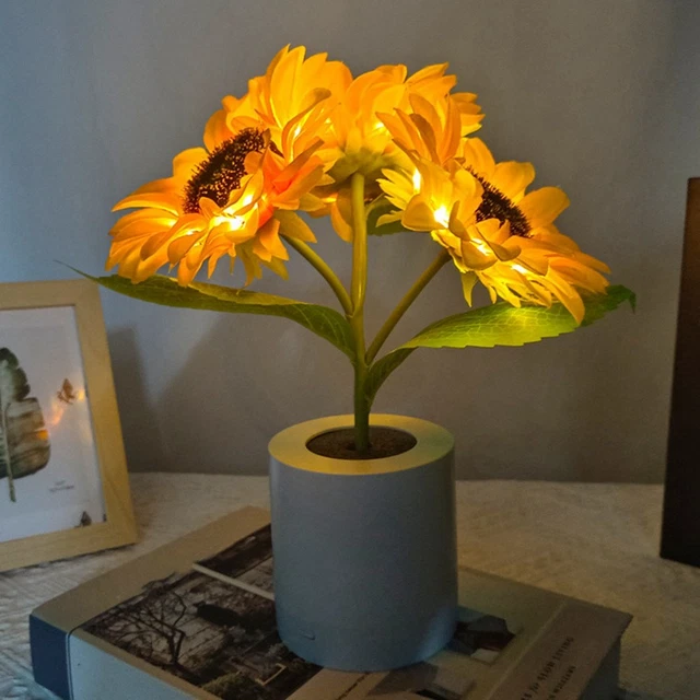 B RECHARGEABLE SUNFLOWER LED Simulation Night Light Table Lamp ...