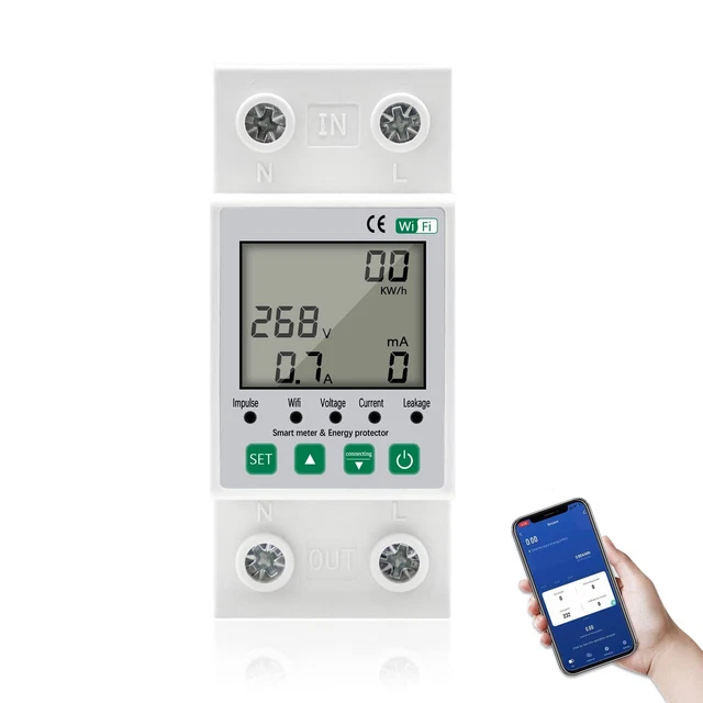 MENGTECH COMPTEUR ELECTRIQUE Consommation WiFi 63A 220V Compteur Energie Mono... EUR 30,99 ...