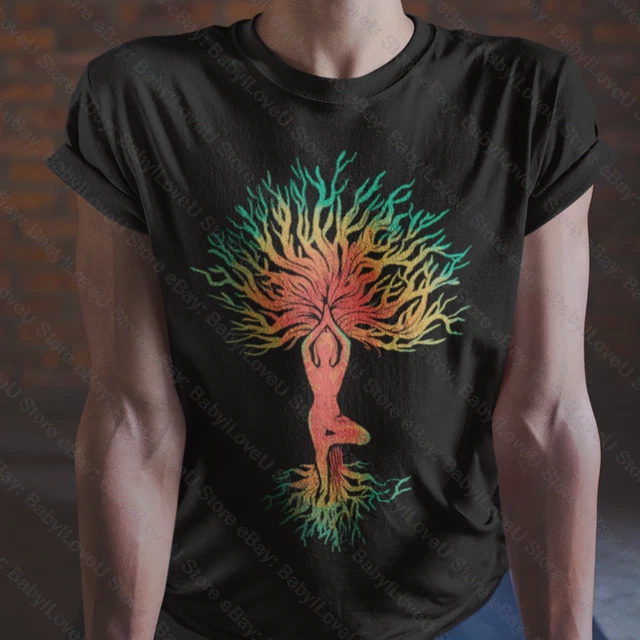 RAINBOW TREE OF Life T Shirt Namaste Yogi Tree Yoga Lover Meditation ...