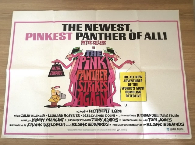 1976 THE PINK PANTHER STRIKES AGAIN Peter Sellers Quad Cinema Poster 40 ...