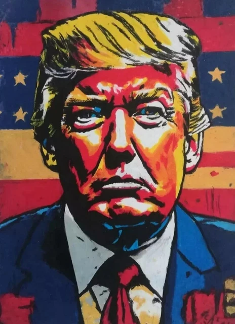 PRESIDENT TRUMP PORTRAIT Art, Oil Pastel Painting On A4 Paper, Abstract ...