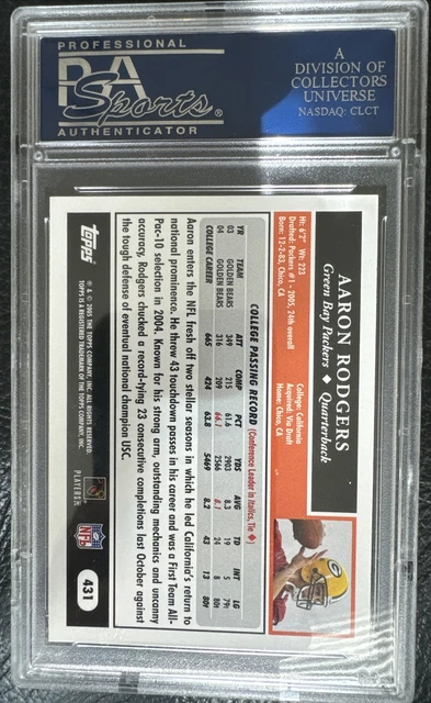 2005 AARON RODGERS Rookie Card Topps #431 SCHWARZ Green Bay Packers RC ...