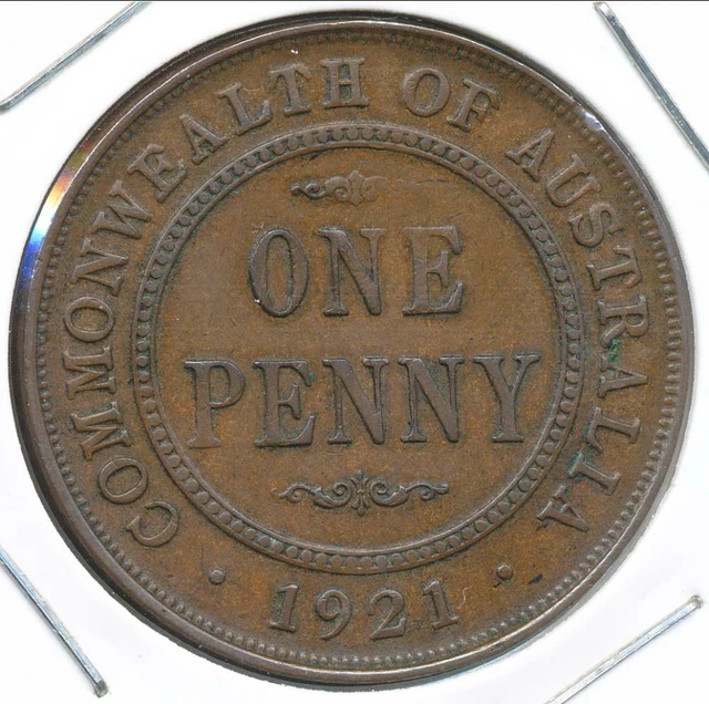 AUSTRALIA 1921 ONE Penny 1d George V - Very Fine $45.00 - PicClick AU