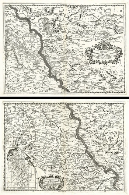 1690 CORONELLI MAPPA Di Il Reno River Between Wesel E Koblenz, Germania ...