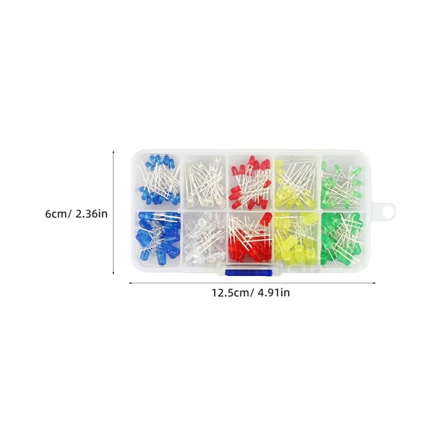 200 PCS 3MM 5mm Diffused LED Light Emitting Diodes Assortment Kit £11. ...