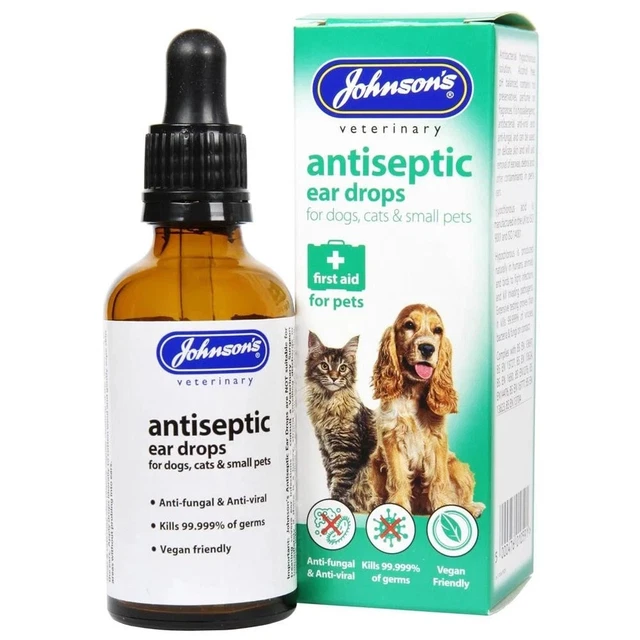 JOHNSON'S VET ANTISEPTIC Ear Drops for Dogs, Cats, Small Animals 50ml £ ...