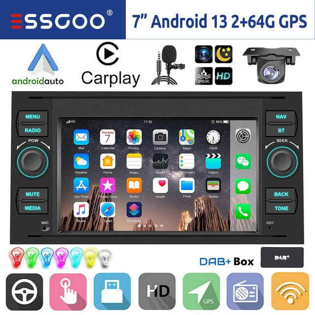 DAB+ 64G ANDROID 14 Autoradio Carplay Navi Für Ford Focus Fiesta C S Max Transit EUR 154,99 ...