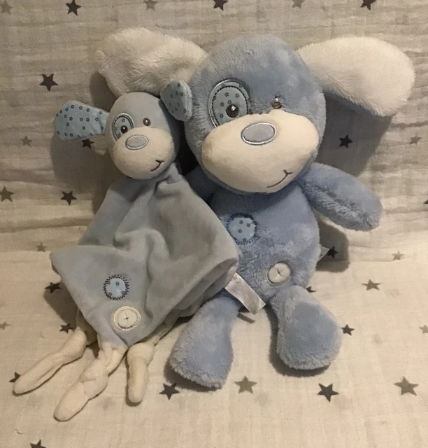 CHAD VALLEY BABY Puppy Dog Blue White Plush Soft Toy & Comforter My ...