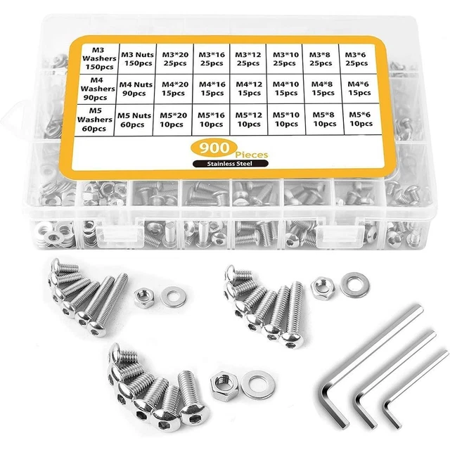 M3 M4 M5 Metric Screws Assortment Kit Nuts & Bolts Kit Communication ...