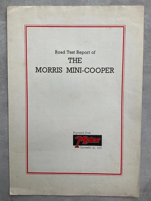 MORRIS MINI COOPER Road Test Report - Motor Magazine - September 1961 £ ...