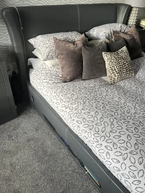 SUPER KING SIZE Bed Frame and Mattress Grey leather - LG 32" TV ...