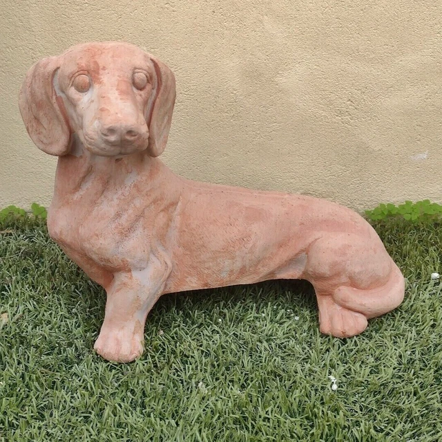 BASSOTTO CANE STATUINA terracotta statua decorazione da giardino ...