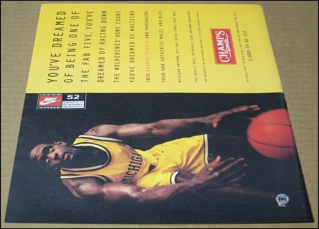 1995 CHRIS WEBBER Nike Michigan Wolverines Jersey Print Ad ...