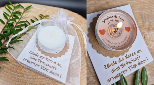 VINTAGE GASTGESCHENKE ZUR Hochzeit versteckte Botschaft im Teelicht u ...